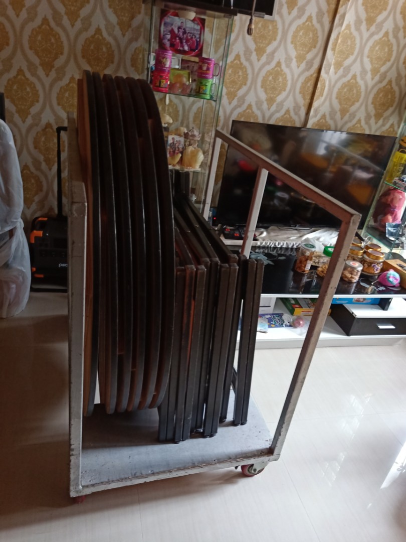 Heavy duty trolley/round table storage rack, Furniture & Home Living ...