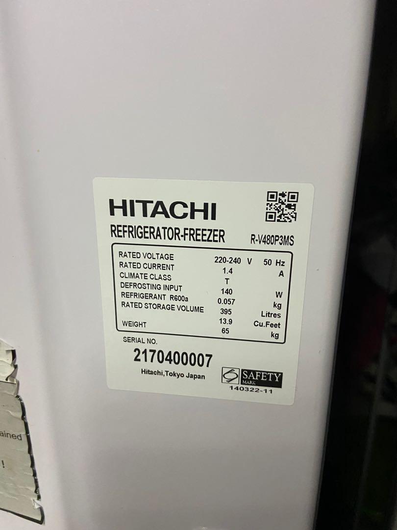 Hitachi refrigerator freezer R-V480P3MS, TV & Home Appliances, Kitchen ...