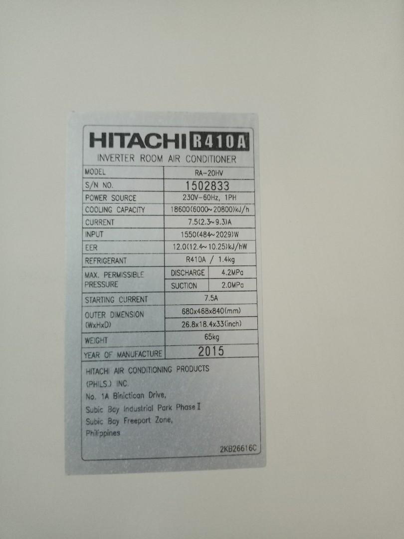 Hitachi window type dual inverter 2hp ac, TV & Home Appliances, Air ...