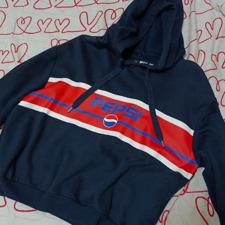H&M Oversized Cropped Pepsi Hoodie, Women's Fashion, Coats, Jackets and ...