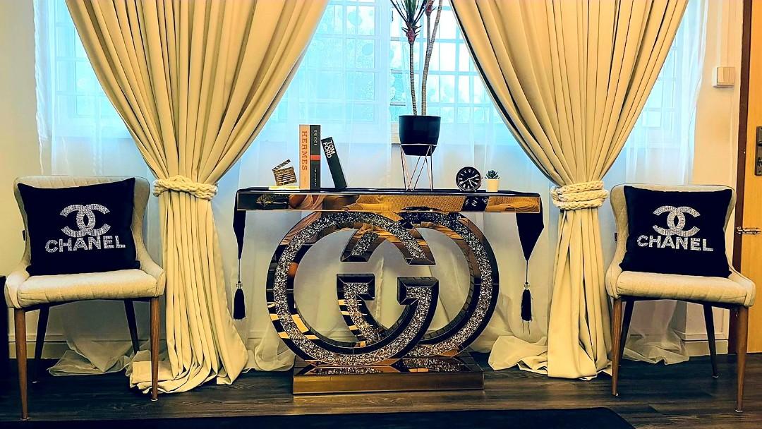 [Preorder] GG Crushed Diamond Mirrored Hallway Console Rose Gold ...