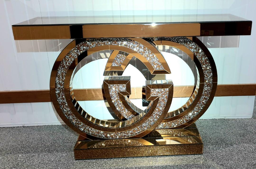 [Preorder] GG Crushed Diamond Mirrored Hallway Console Rose Gold ...