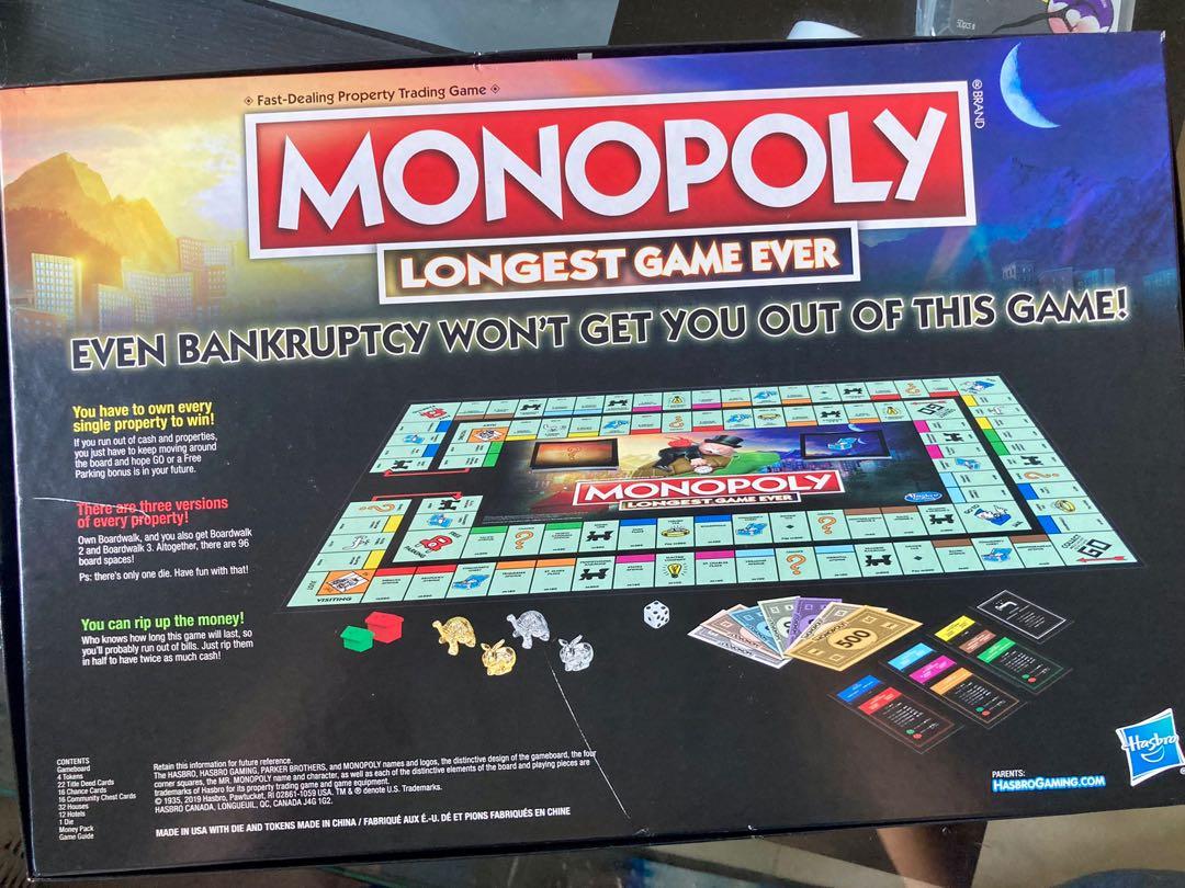 Monopoly longest game ever, Hobbies & Toys, Toys & Games on Carousell