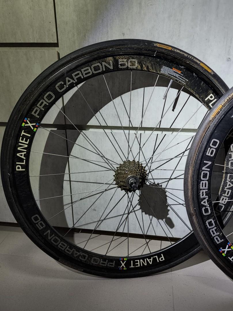 PLANET X CARBON WHEELSET 50mm Tubular TT / Road Bike White Industries ...
