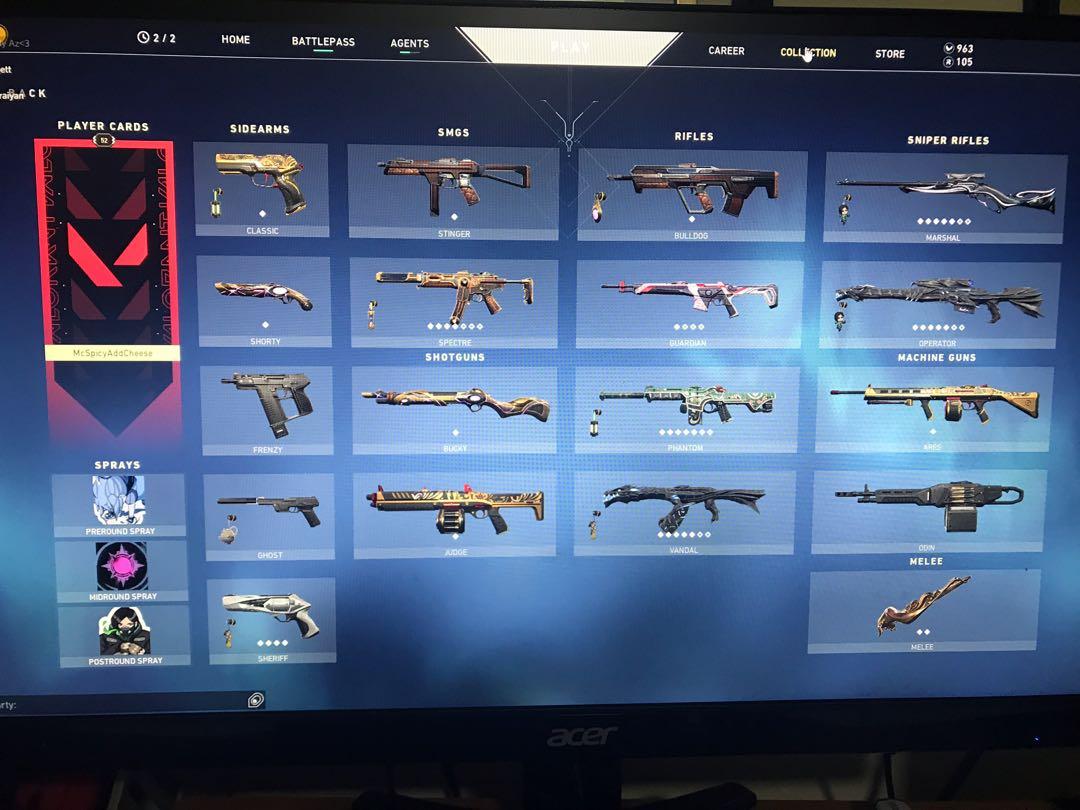 Plat 3 valorant/val account + 963vp + 105R, Video Gaming, Gaming ...