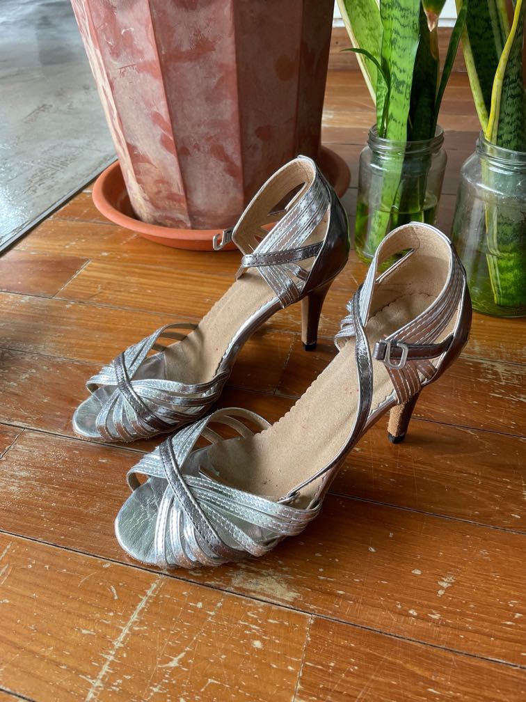 Silver heals, Women's Fashion, Footwear, Heels on Carousell