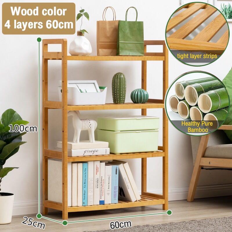 Tier simple shelf Living Room Bookshelf Storage Rack Bamboo shelf ...