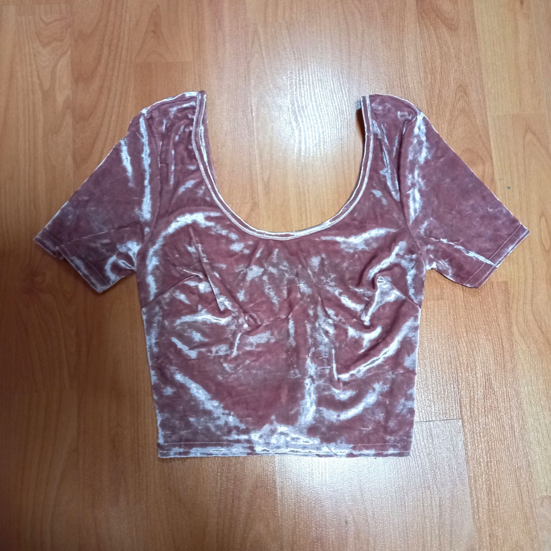 Velvet Pink Low Back Crop Top, Women's Fashion, Tops, Other Tops on ...
