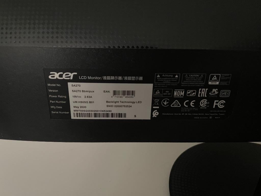 Acer SA270 - Full HD Monitor 27" - IPS Ultra-Slim Edge-to-Edge ...