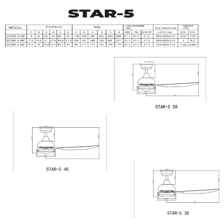 Smart Dc motor ceiling fan with led and remote / Bestar Star 5 ...