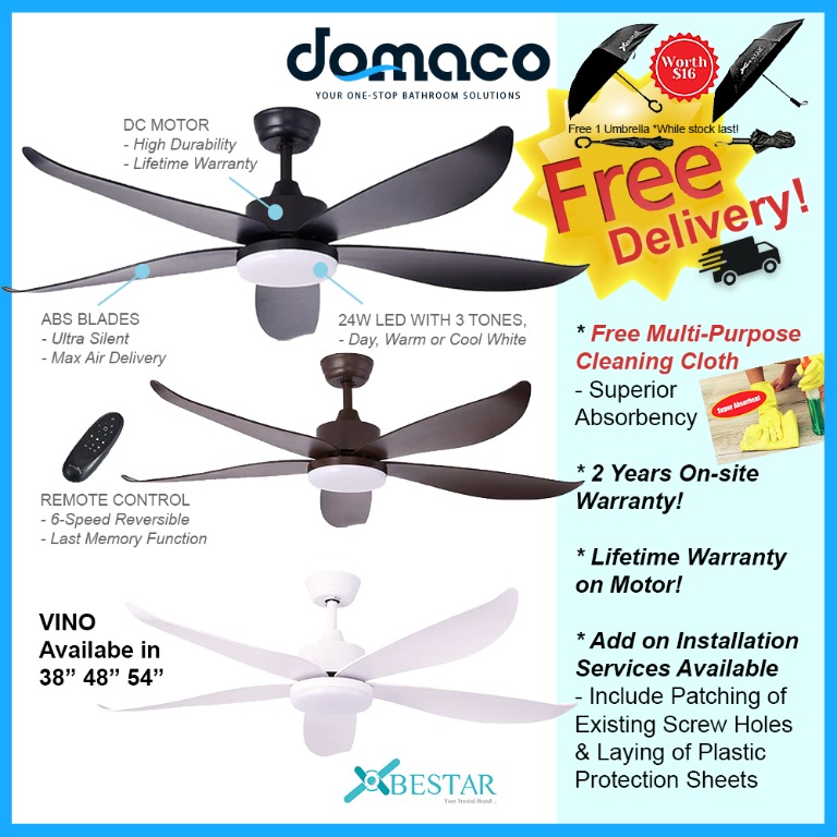 Bestar Vino DC Ceiling Fan With 24W 3 Tone LED Light Kit And Remote ...