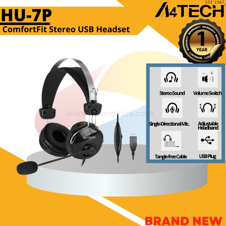 BRAND NEW A4TECH STEREO HEADSET HU-7P (USB), Audio, Headphones ...