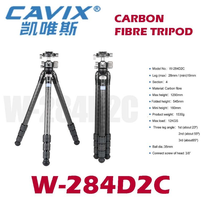 CAVIX W-284D2C CARBON FIBRE TRIPOD, Photography, Photography Accessories, Tripods & Monopods on ...
