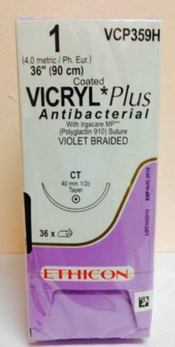 ETHICON VICRYL 1-0 Round (VCP359H) Sold per piece only, Health ...