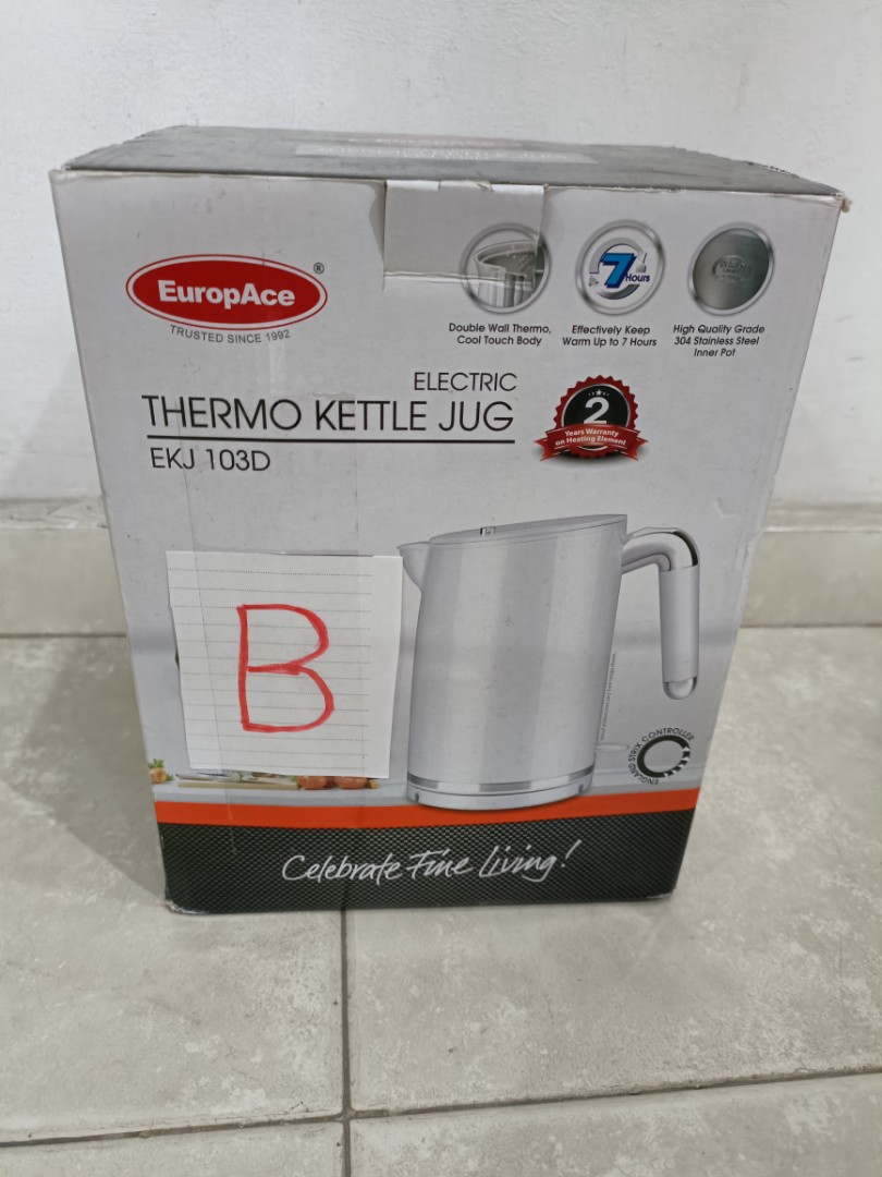 EuropAce Thermo Kettle Jug, Furniture & Home Living, Kitchenware ...