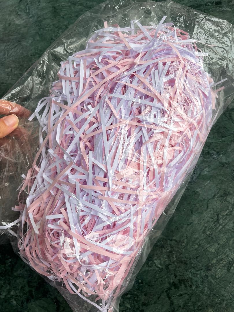 FREE MAILING - pink and white shredded paper crinkle stuffing raffia ...