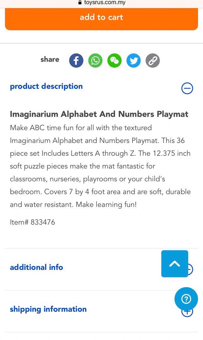 Imaginarium alphabet and numbers playmat, Furniture & Home Living, Home ...