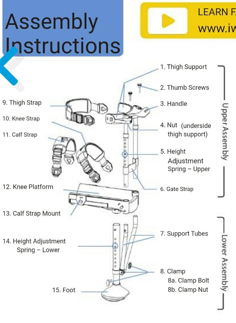 iWalk 2.0 Crutches Peg Leg, Health & Nutrition, Assistive ...