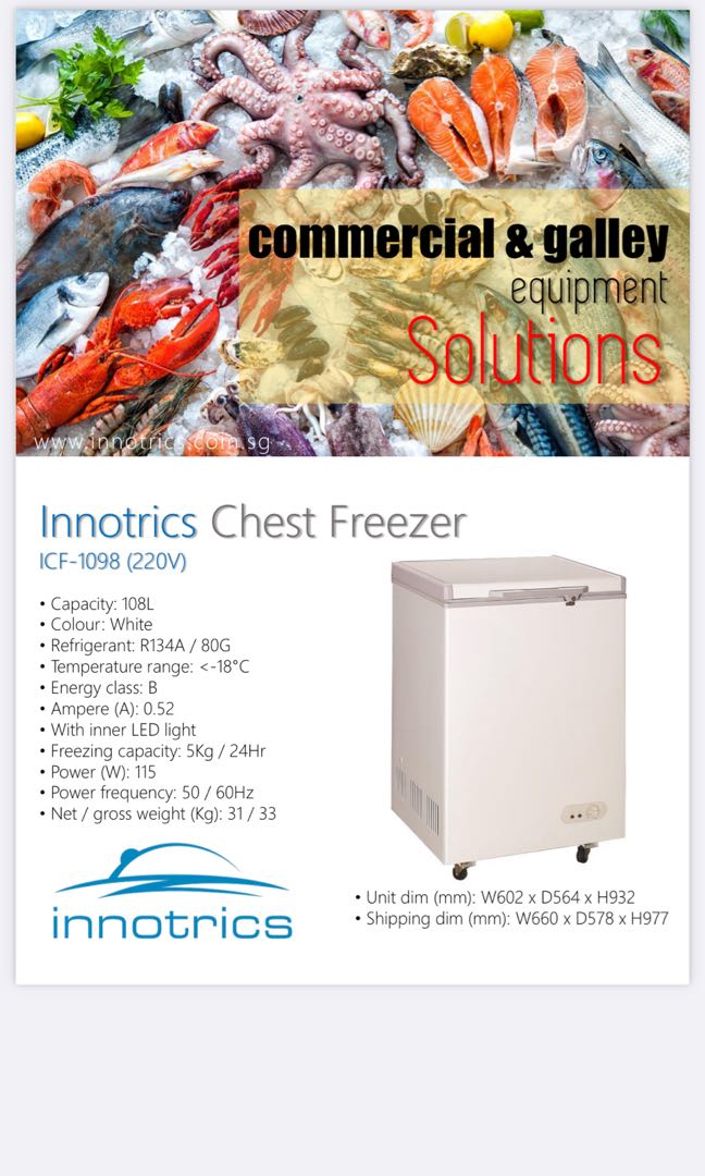 Lightly use chest freezer ( Innotrics ICF- 1098), TV & Home Appliances ...