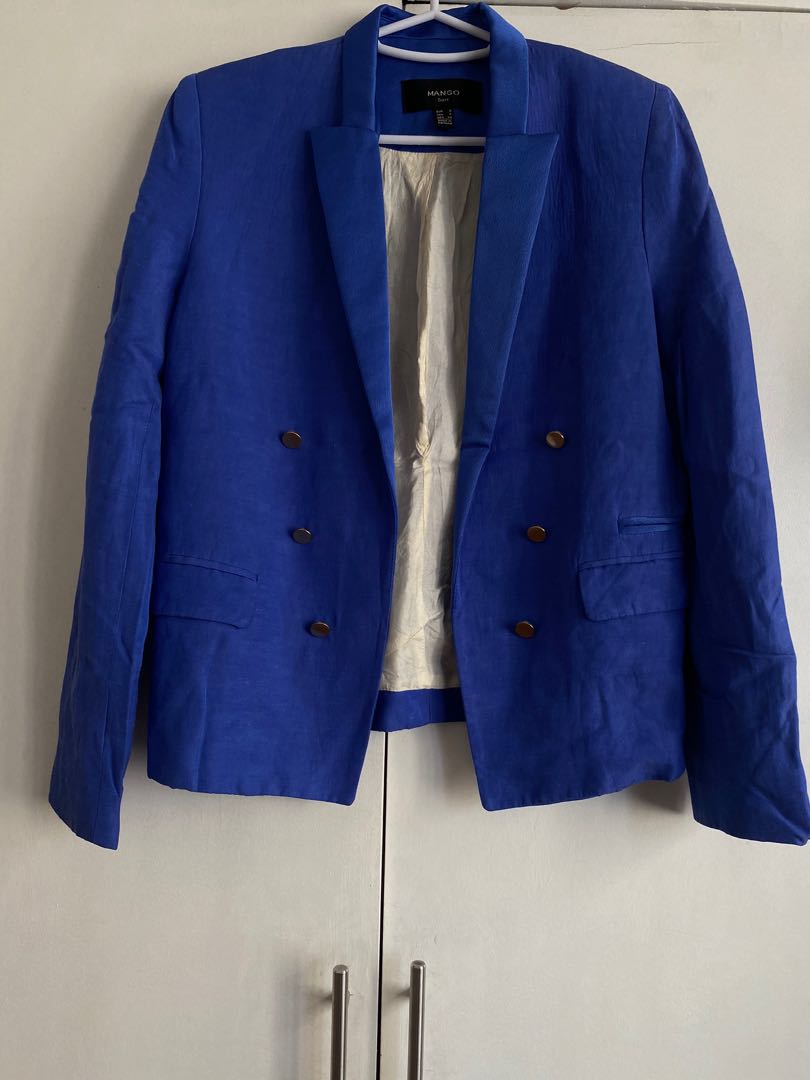 Mango blue Blazer, Women's Fashion, Coats, Jackets and Outerwear on Carousell