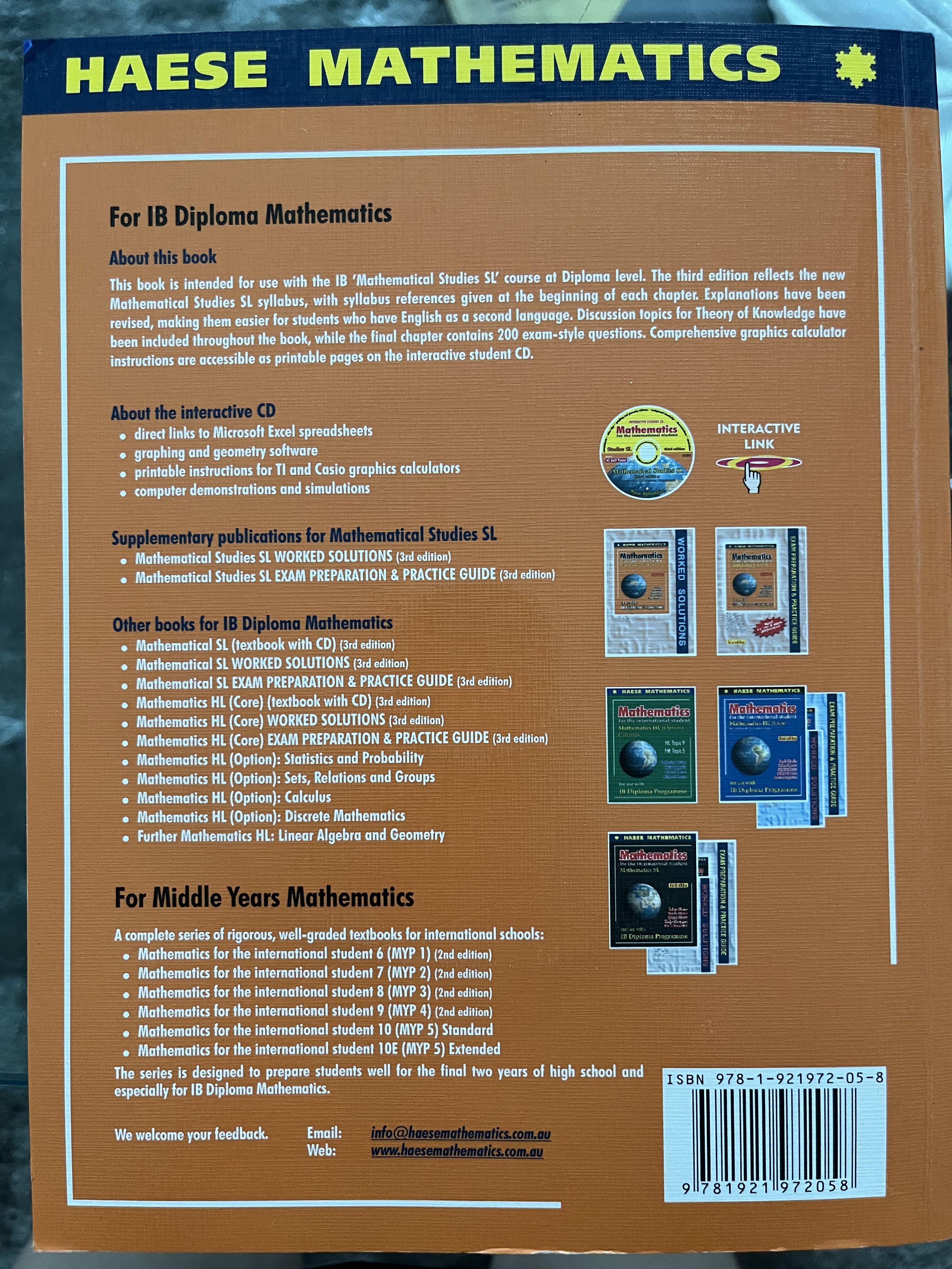 Math Analysis & Interpretation / SL textbook for IBDP, Hobbies & Toys ...