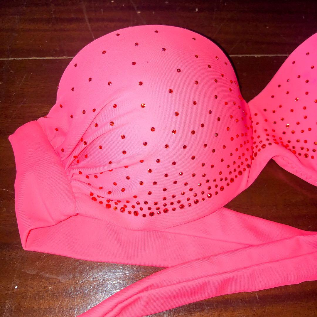 Neon Pink studded bikini top, Women's Fashion, Swimwear, Bikinis ...