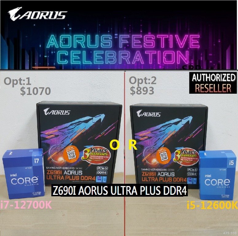 [Opt:1] Gigabyte Z690I AORUS ULTRA PLUS DDR4 + Intel Core i7-12700K ...