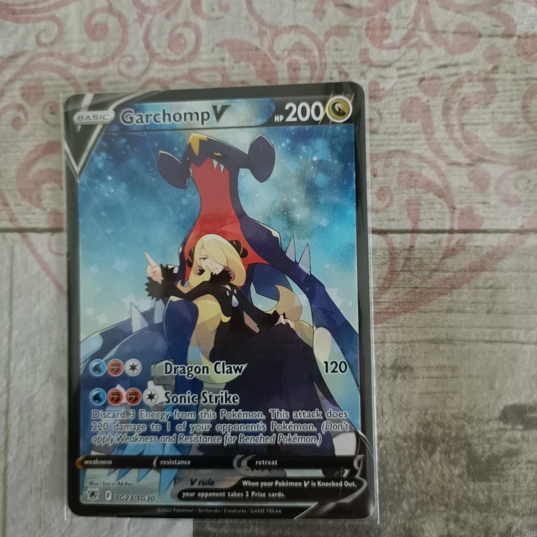 Pokemon Garchomp V (Cynthia art), Hobbies & Toys, Toys & Games on Carousell