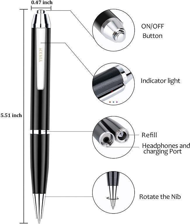 Portable Spy Pen Voice Recorder With built in 6GB Mini Voice Activated ...