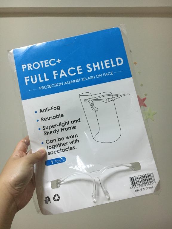 Protec+ Full Face Shield, Health & Nutrition, Face Masks & Face Shields ...