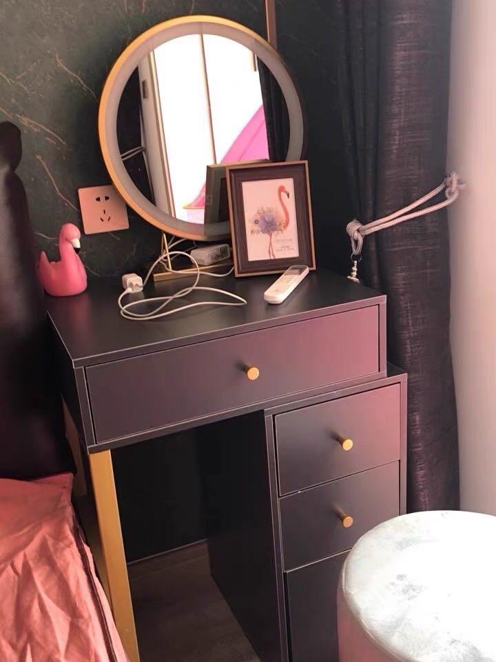 [READY STOCK] 60cm Dressing table with side cabinet, LED mirror & stool ...