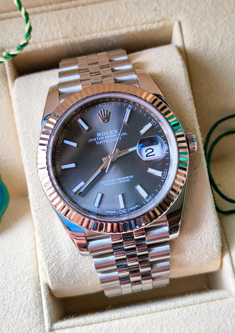 ROLEX DATEJUST 41MM RHODIUM DIAL, Luxury, Watches on Carousell