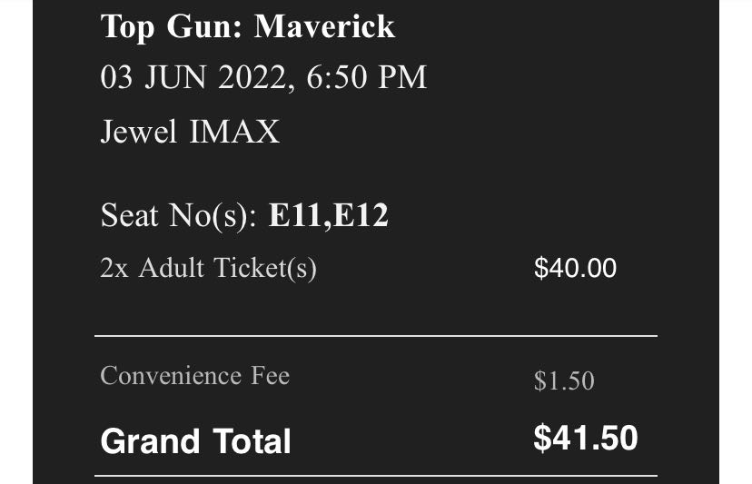 Best Seats 2 x Top Gun Maverick IMAX 3 June 6:50pm, Tickets & Vouchers ...