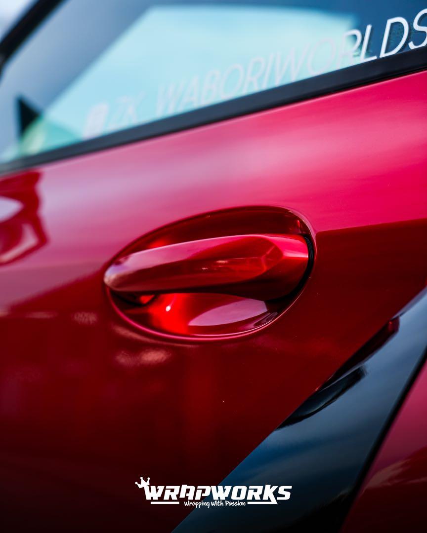 Toyota Supra Candy Red Full Wrap, Car Accessories, Accessories on Carousell