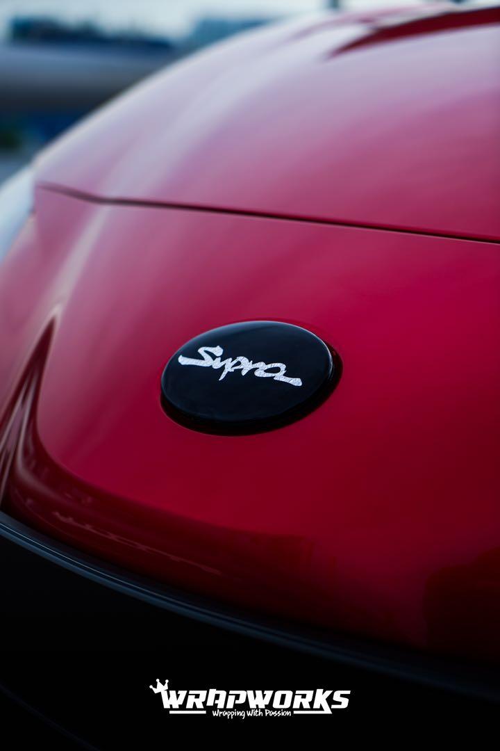 Toyota Supra Candy Red Full Wrap, Car Accessories, Accessories on Carousell