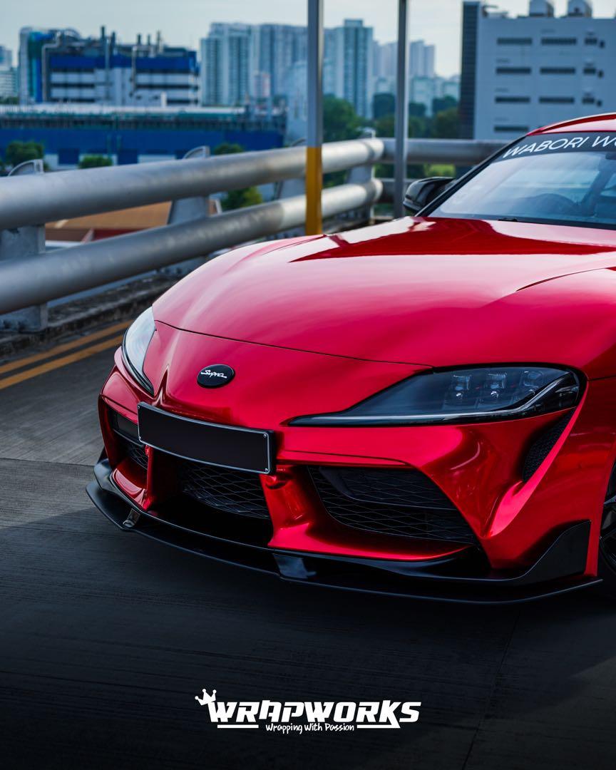 Toyota Supra Candy Red Full Wrap, Car Accessories, Accessories on Carousell