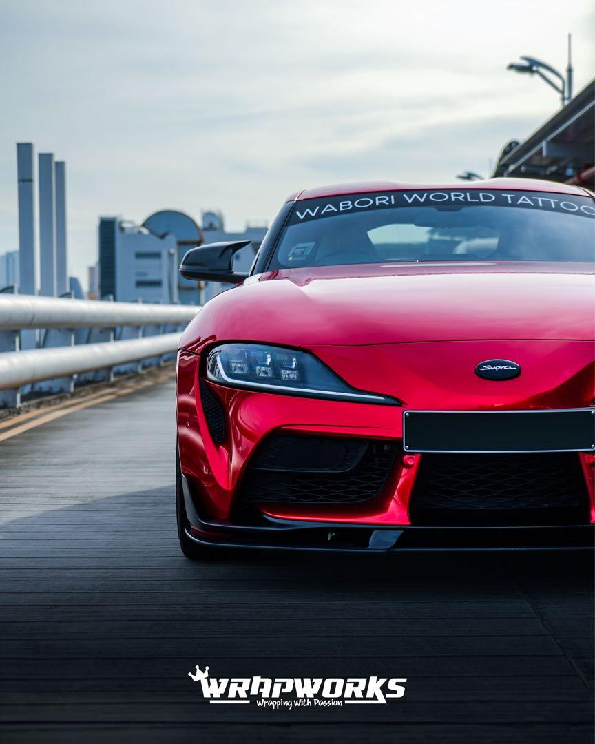 Toyota Supra Candy Red Full Wrap, Car Accessories, Accessories on Carousell