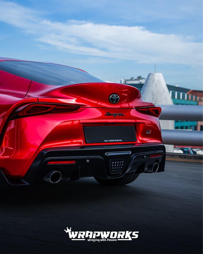 Toyota Supra Candy Red Full Wrap, Car Accessories, Accessories on Carousell
