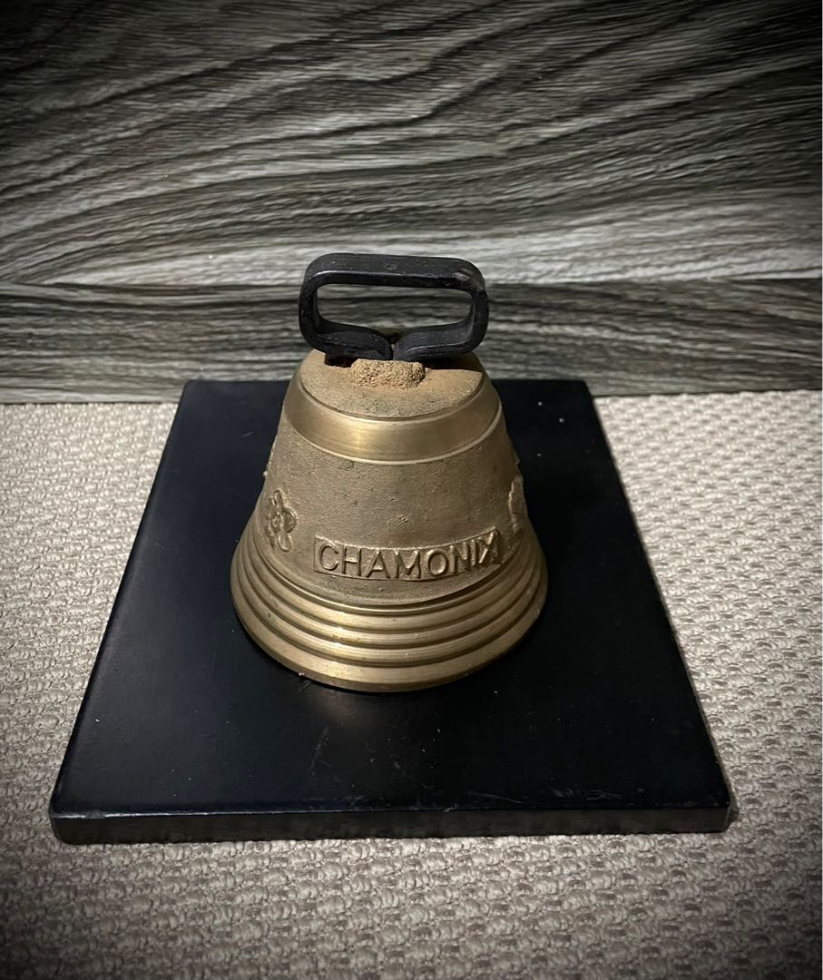 vintage chamonix mont-blanc brass cow bell; home decor; bell decor ...