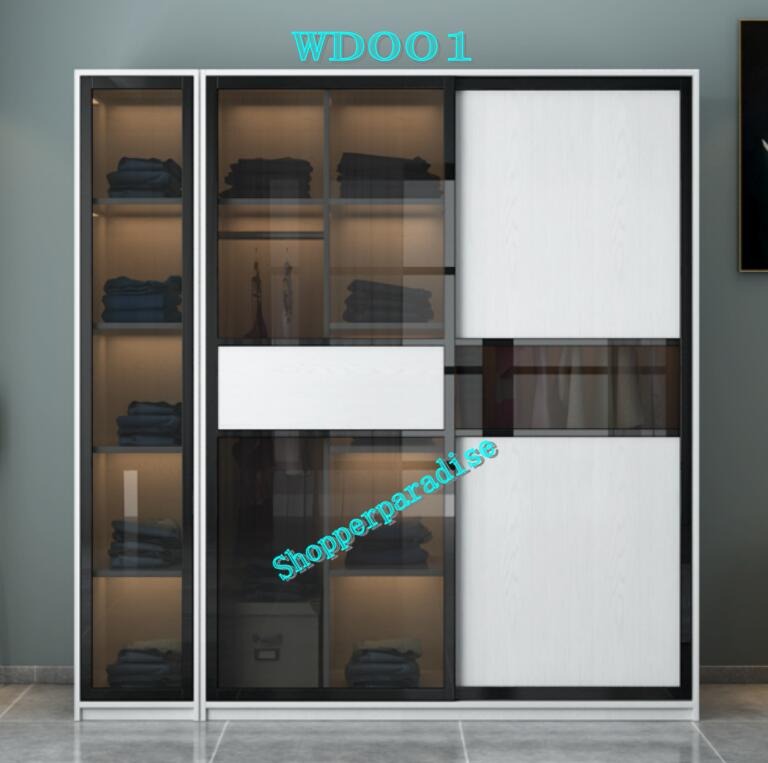 WD 001, Luxury Model Designer High Class Sliding Wardrobe, LED light ...