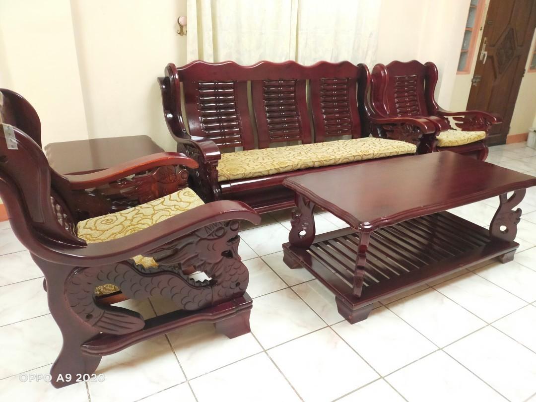 Wooden sala set dragon design, Furniture & Home Living, Furniture ...