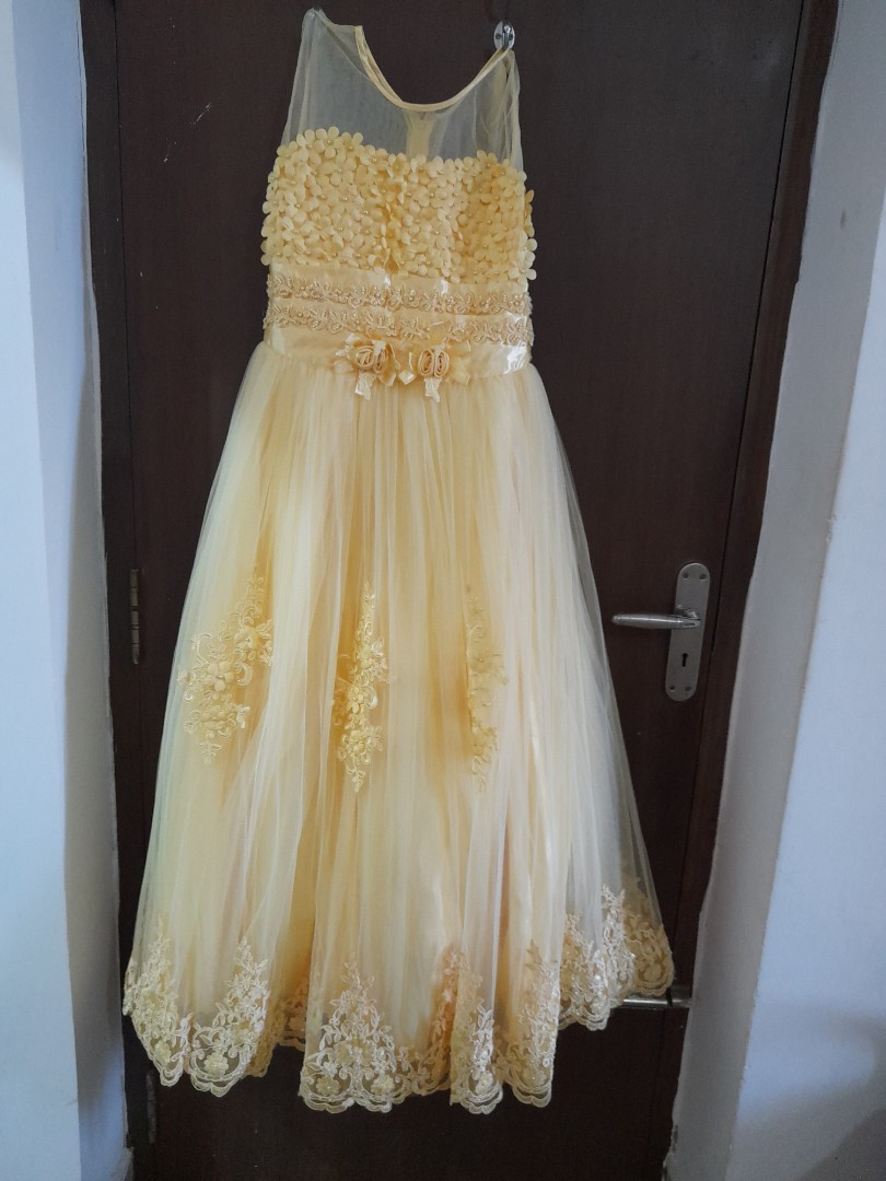 Yellow long frock, Women's Fashion, Dresses & Sets, Evening dresses ...