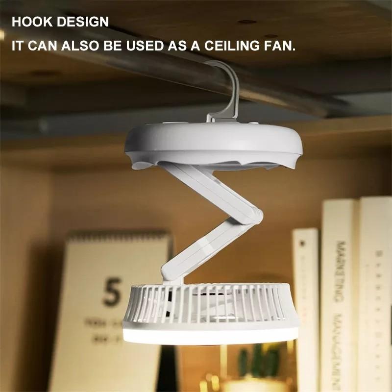 4 IN 1 Portable Folding Fan LED Light Rechargeable Hanging Celling Fan ...