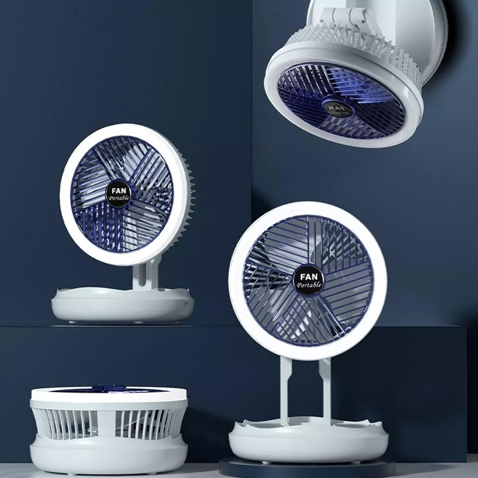 4 IN 1 Portable Folding Fan LED Light Rechargeable Hanging Celling Fan ...