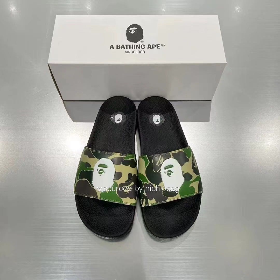 BAPE ABC CAMO SLIDE SANDALS, Men's Fashion, Footwear, Flipflops and ...