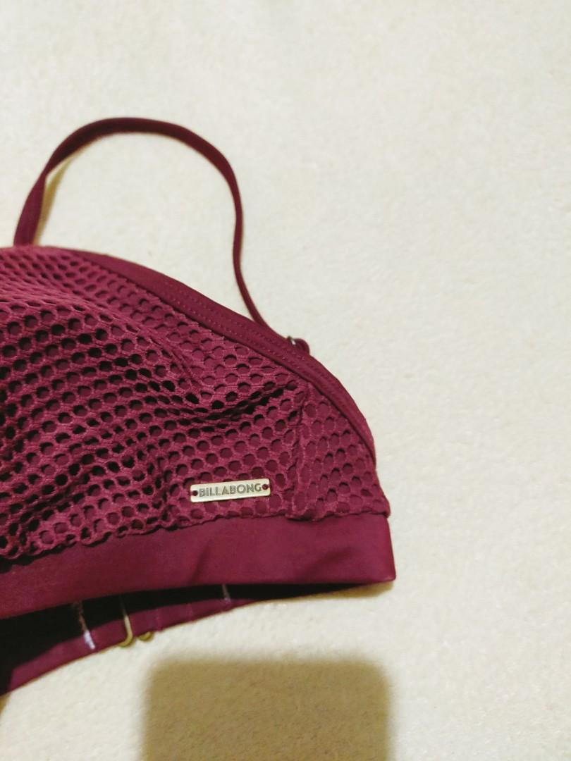 BILLABONG MAROON SWIMSUIT BIKINI TOP, Women's Fashion, Swimwear ...