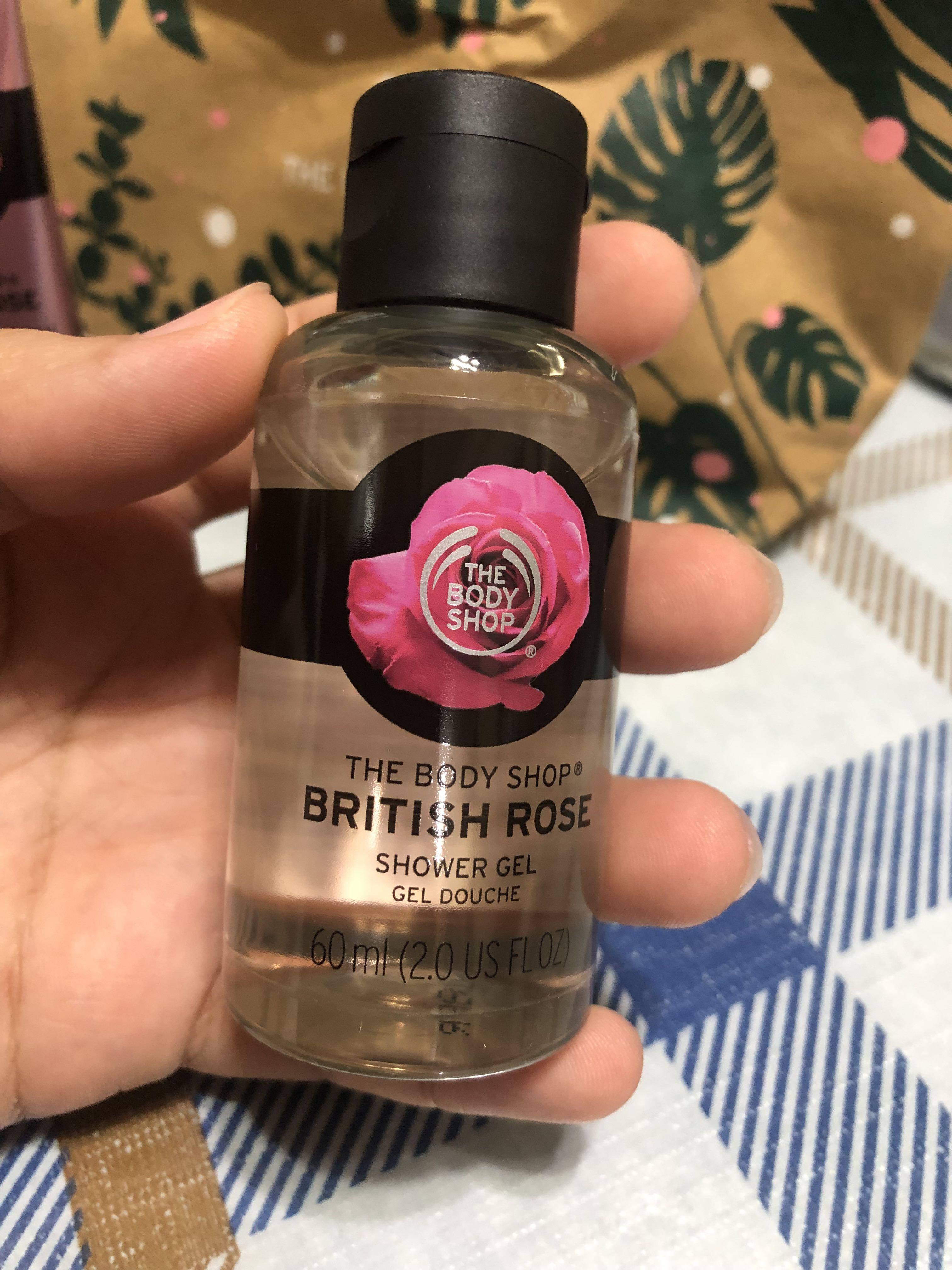 Body shop British Rose bath set with pouch, Beauty & Personal Care ...