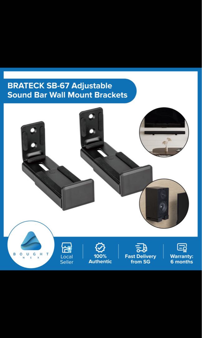 BRATECK SB-67 Universal Adjustable Sound Bar Wall Mount Brackets ...