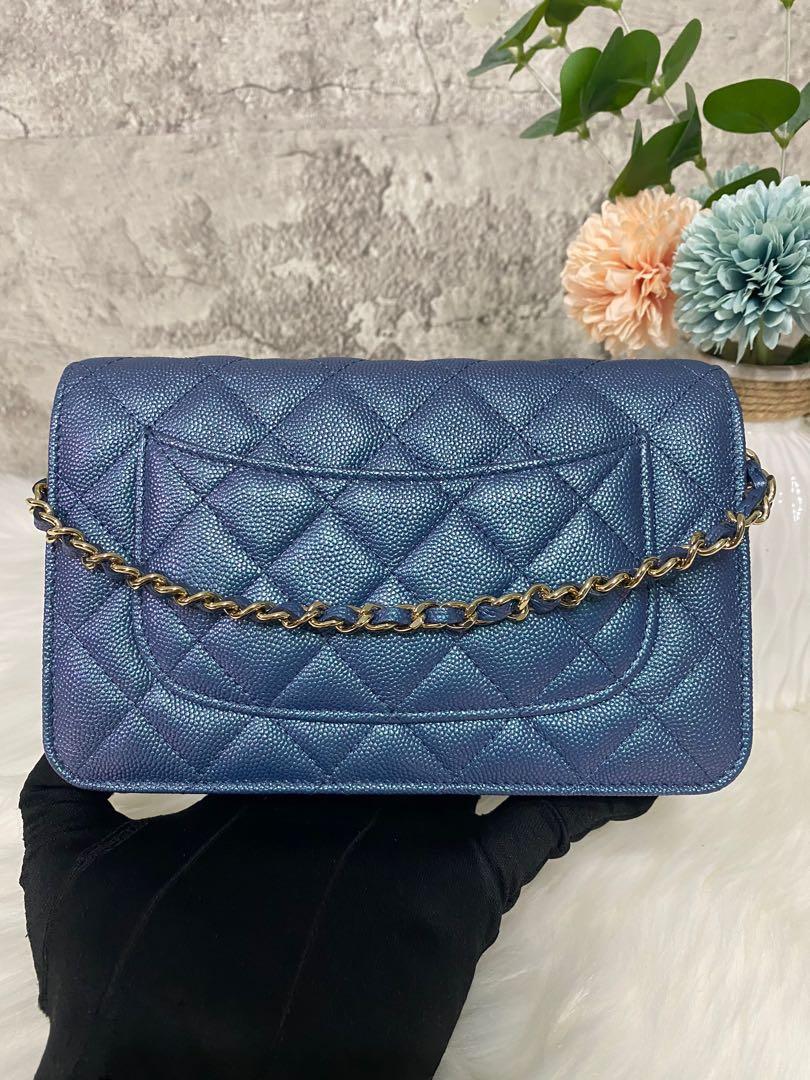 Chanel 19S Iridescent Blue Wallet On Chain WOC, Luxury, Bags & Wallets ...