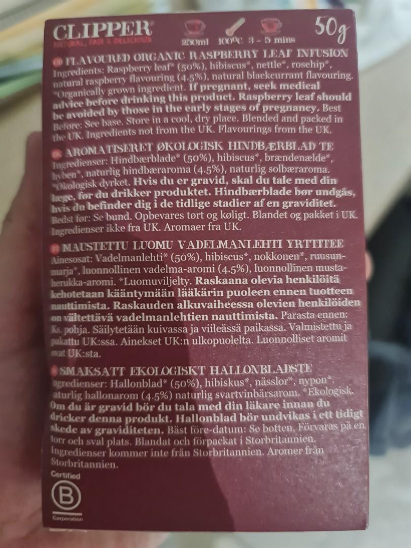 Clipper Organic Raspberry Tea Leaf, Food & Drinks, Beverages on Carousell